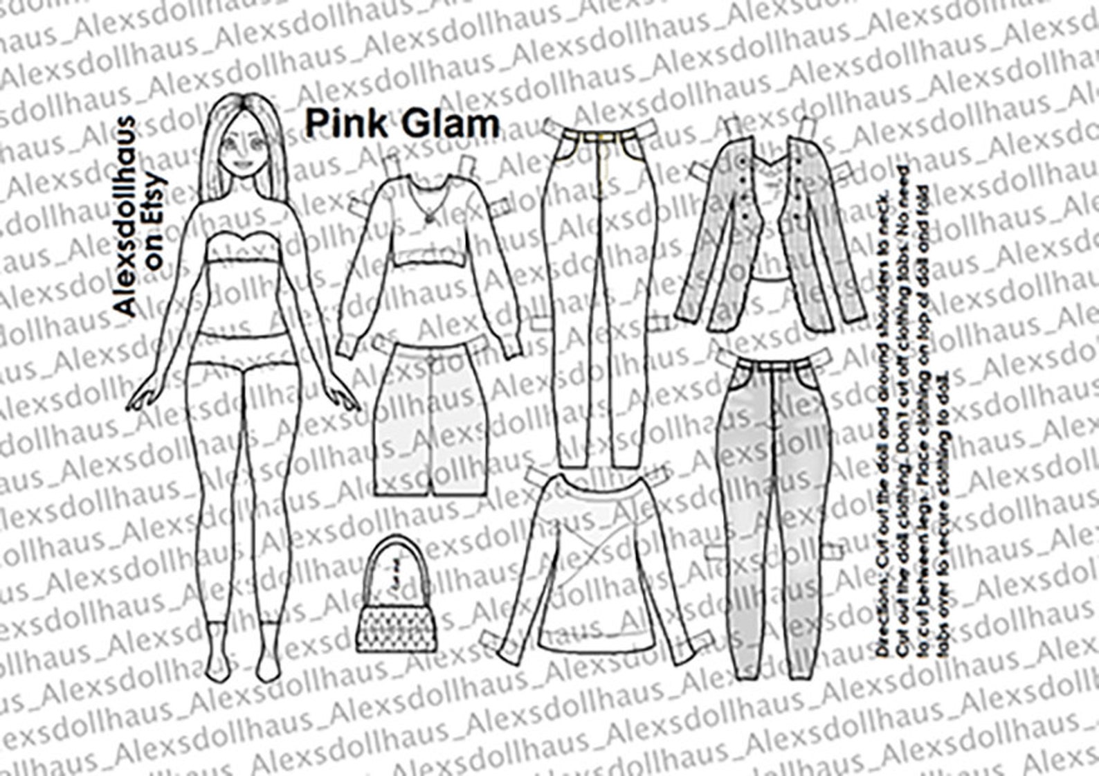 Pink Glam Paper Doll Curvy Printable Paper Doll Coloring - Etsy