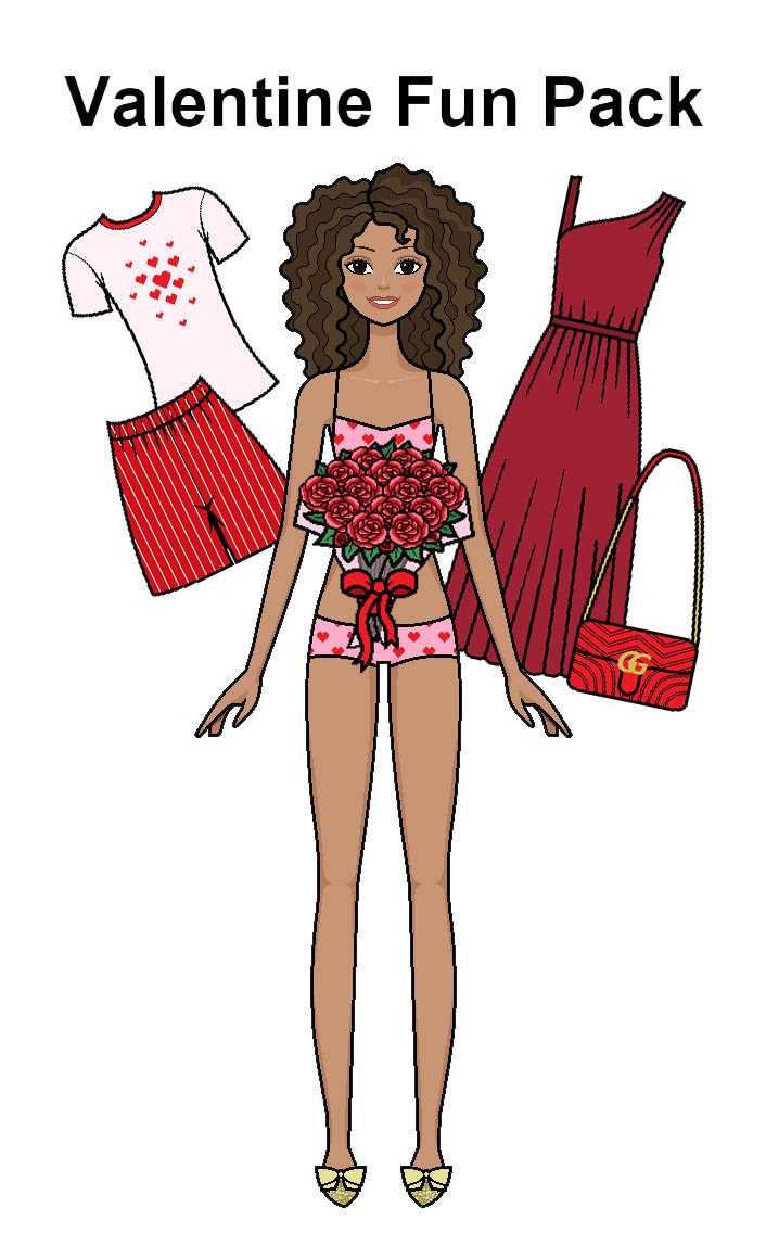 Valentine Fun Printable Paper Doll 6 Dolls 30 Fashions & - Etsy