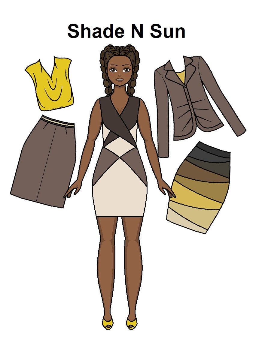 Shade N Sun Paper Doll Curvy Printable Paper Doll Glam | Etsy
