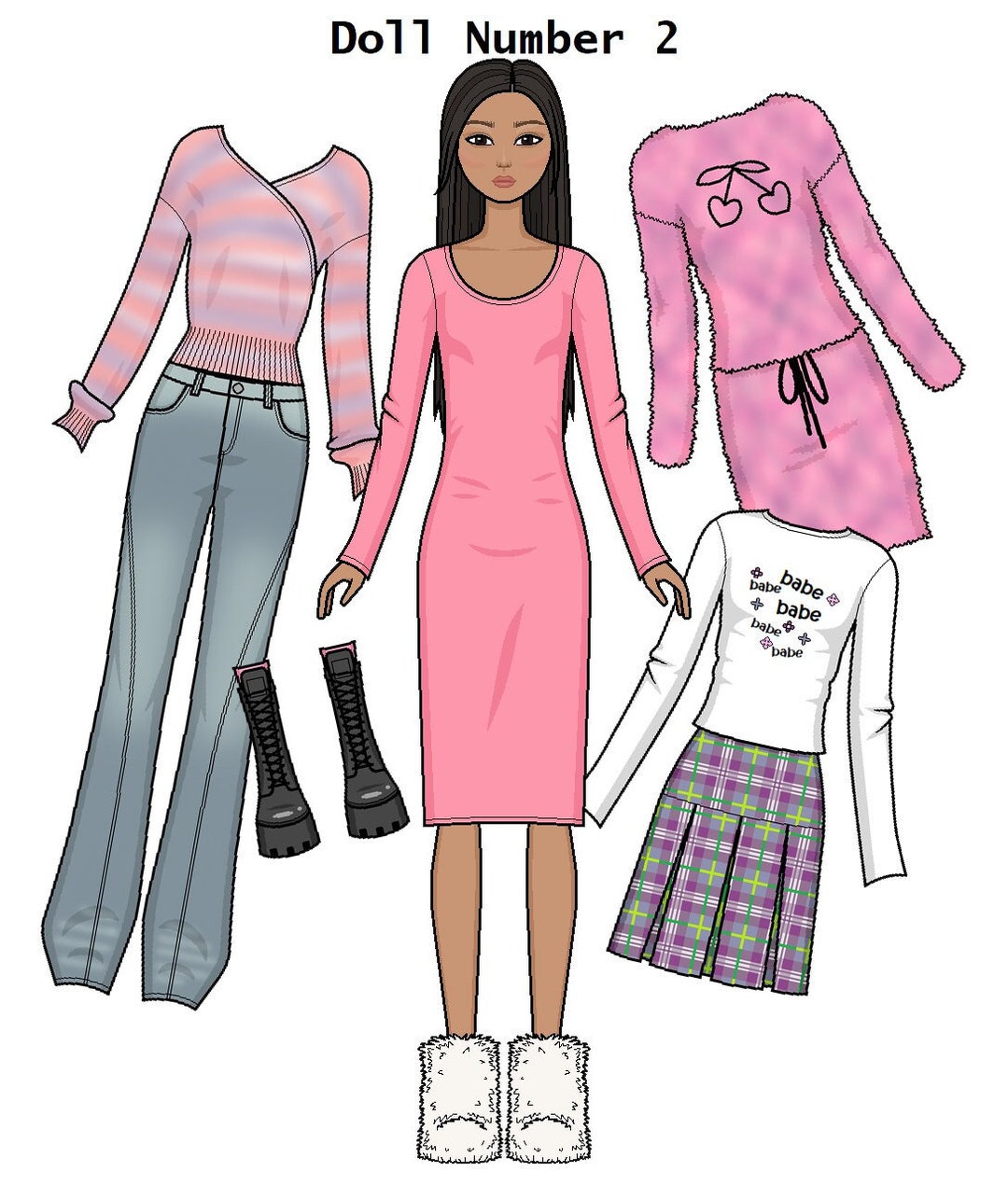 Doll2 Paper Doll - Asian Girl Printable Paper Doll - Pink Girly Korean ...