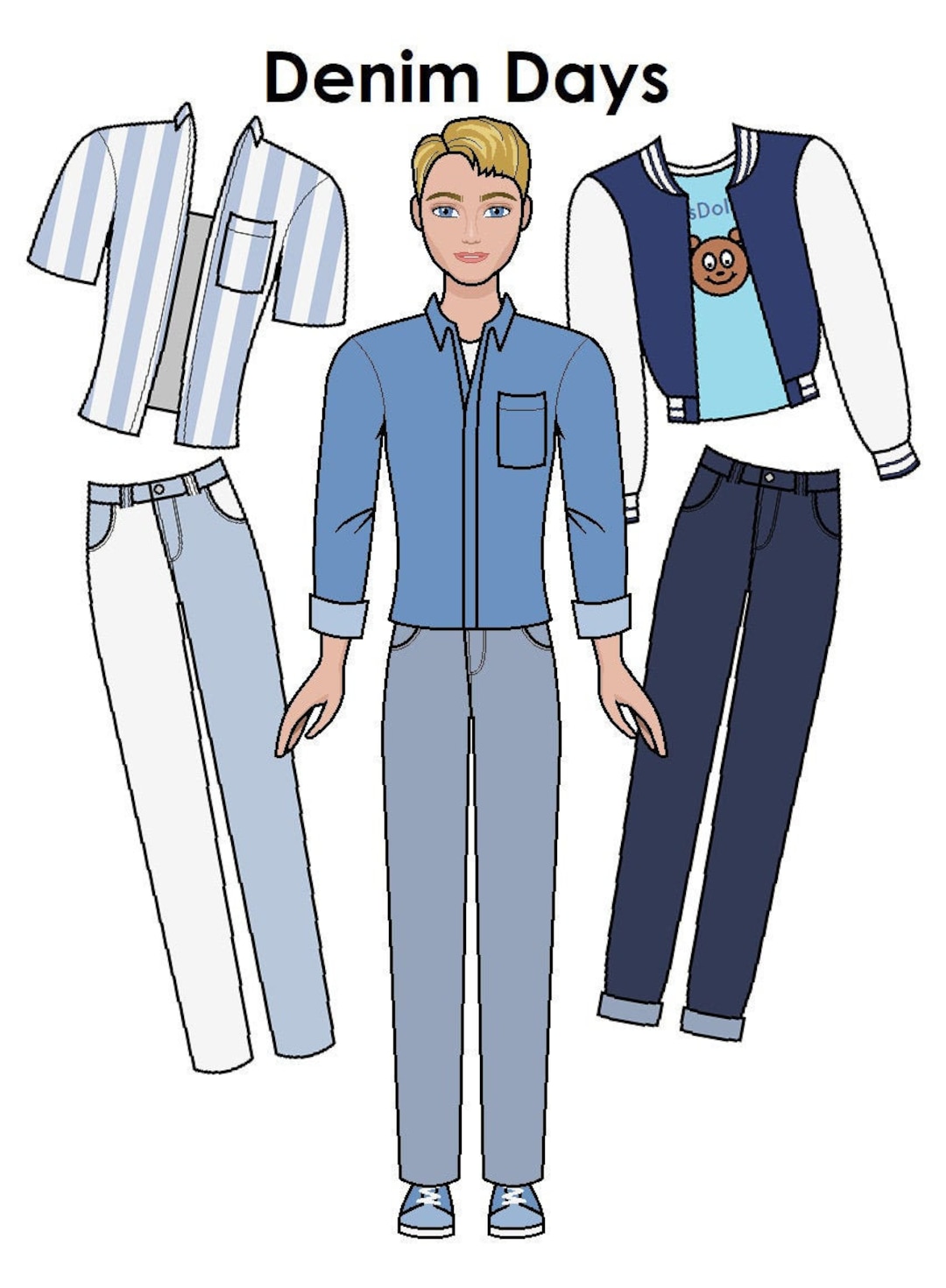 Boy Paper Doll Coloring Page