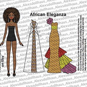 African Eleganza Paper Doll - Printable Paper Doll - African Kente ...