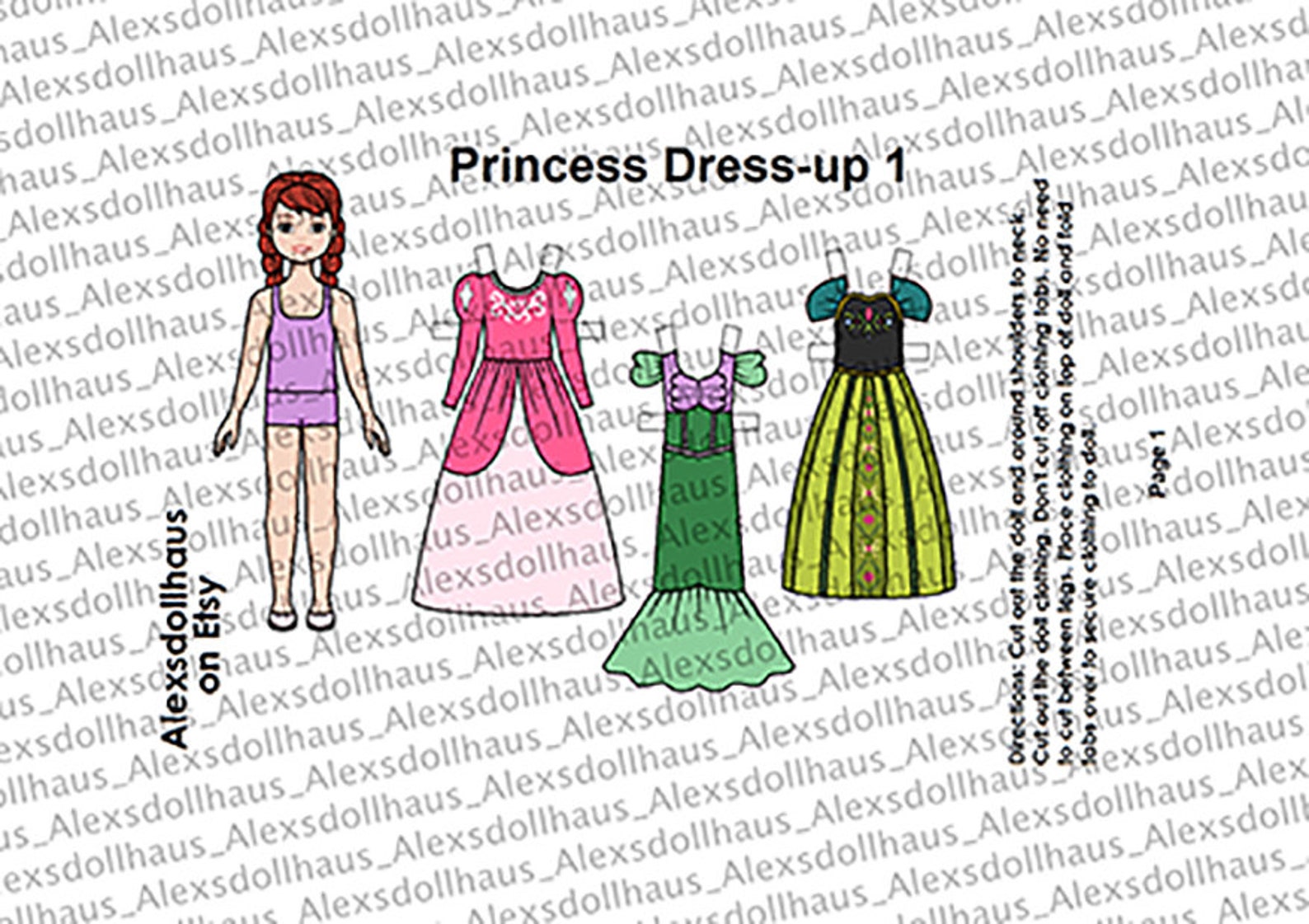 Princess Dress-up 1 Paper Doll Printable Paper Doll - Etsy