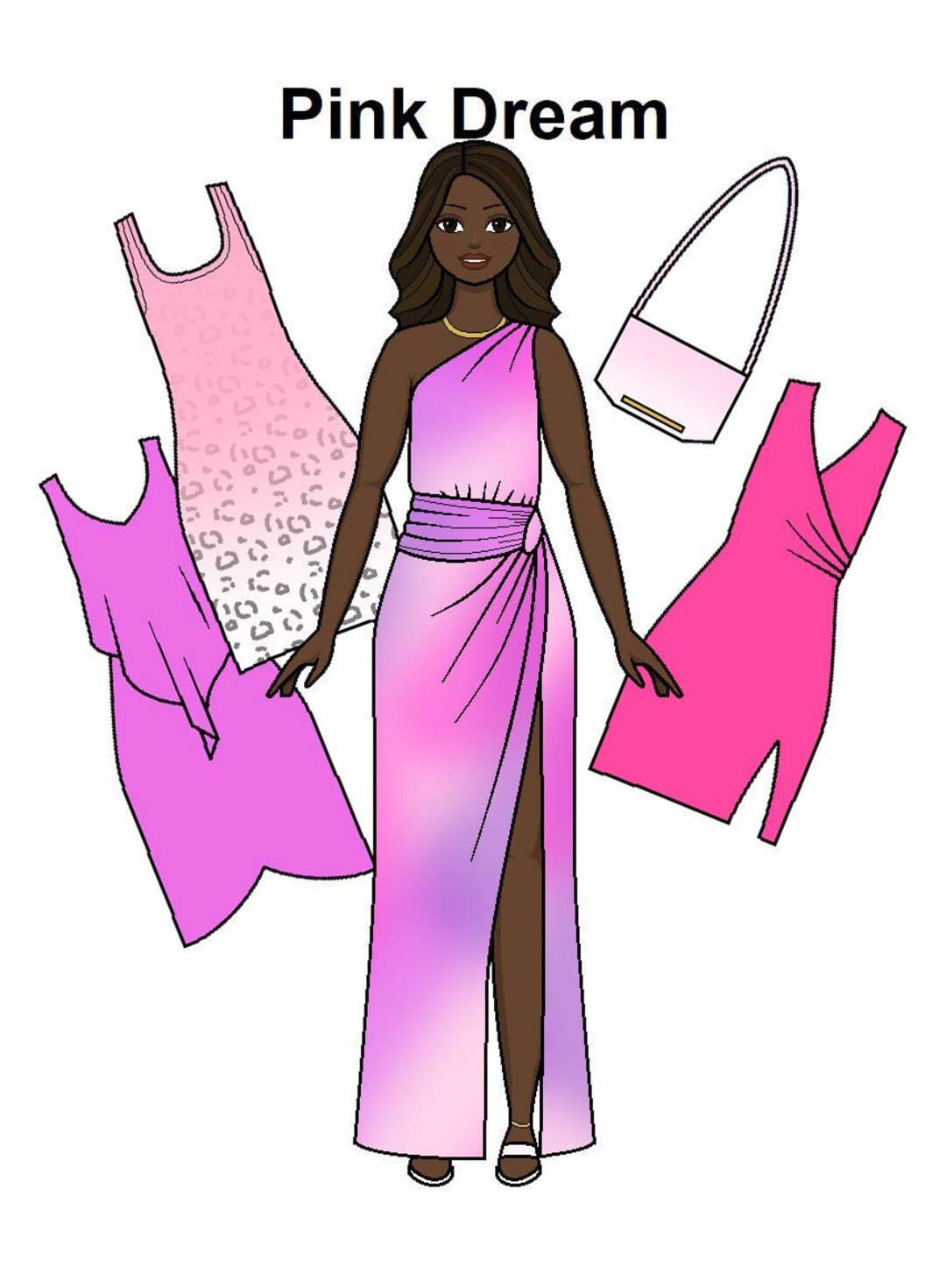 Pink Dream - Curvy Printable Paper Doll - Beautiful Pink Purple Fashion ...