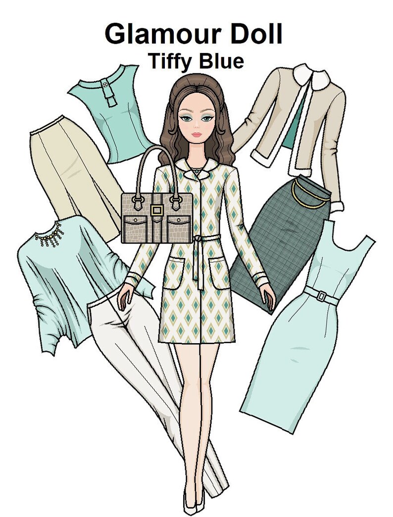 Tiffy Blue Glamour Paper Doll Printable Paper Doll - Etsy