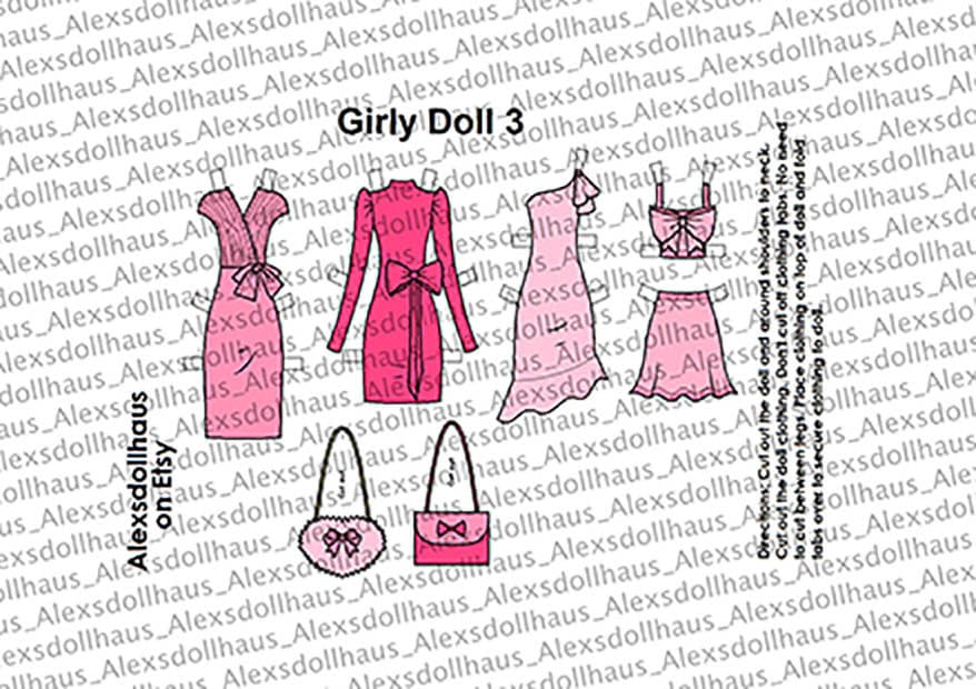 Girly Doll 3 Paper Doll - Printable Paper Doll - Pink Dresses Runway ...