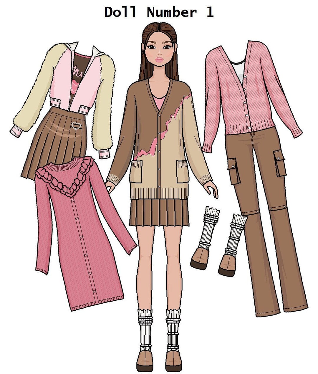 Doll1 Paper Doll - Asian Girl Printable Paper Doll - Pink Girly Korean ...