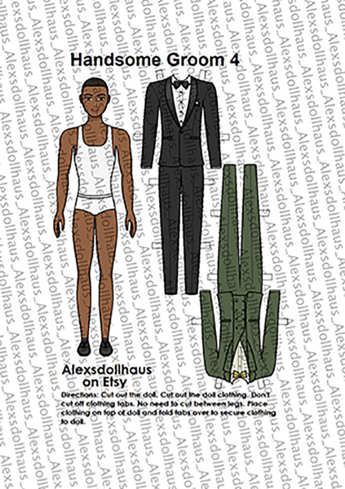 Handsome Groom 4 Printable Male Paper Doll Wedding Black - Etsy