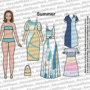 Summer Paper Doll - Curvy Printable Paper Doll - Summer Time Dresses ...