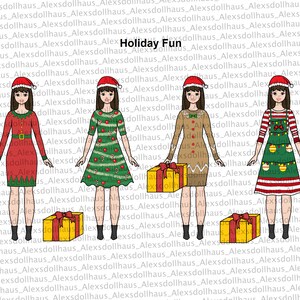 Holiday Fun - Curvy Printable Paper Doll - Christmas Dresses - Xmas ...