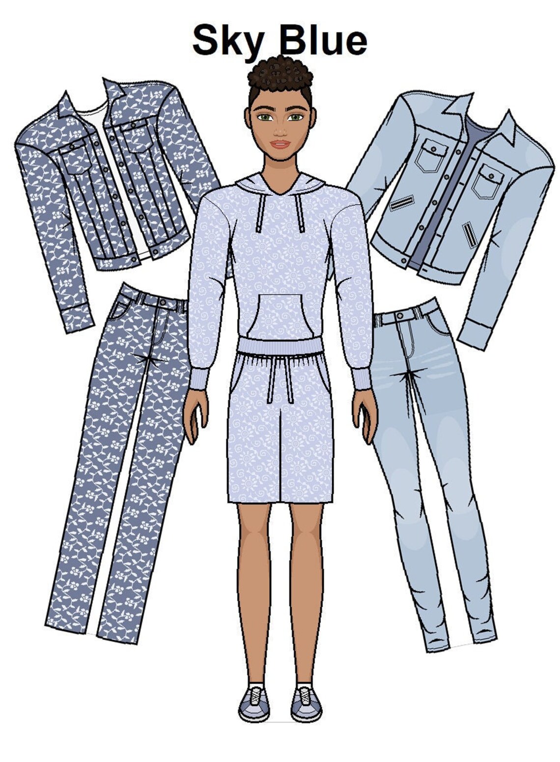 Sky Blue Paper Doll Printable Male Paper Doll Winter and - Etsy
