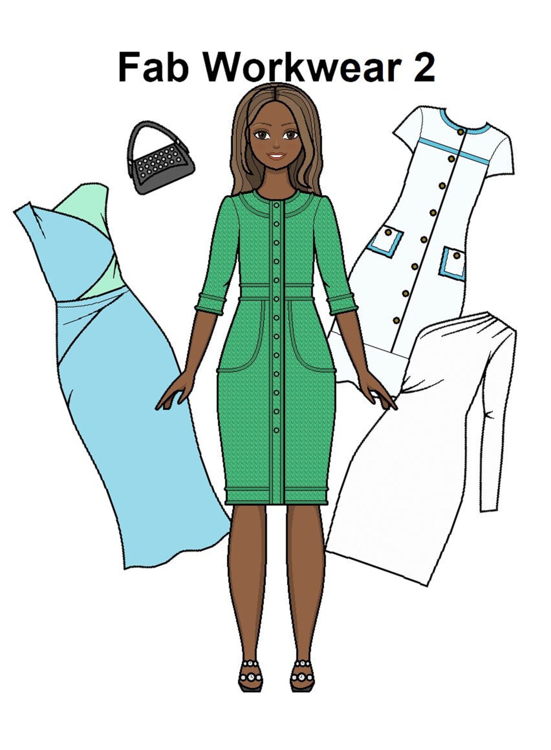 Fab Workwear 2 Paper Doll - Curvy Printable Paper Doll - Glam Office ...