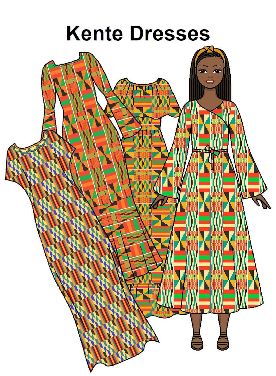 Kente Dresses - Curvy Printable Paper Doll - African Prints - African ...