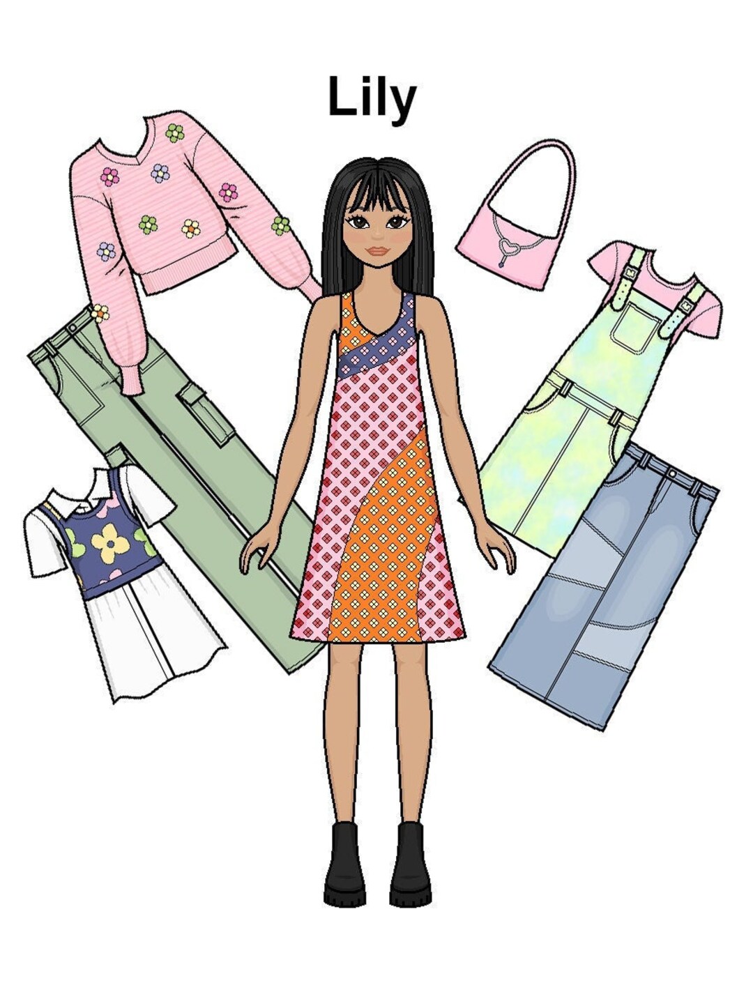 Lilly Paper Doll - Apple Body Shape - Casual Fashion - Asian Paper Doll ...