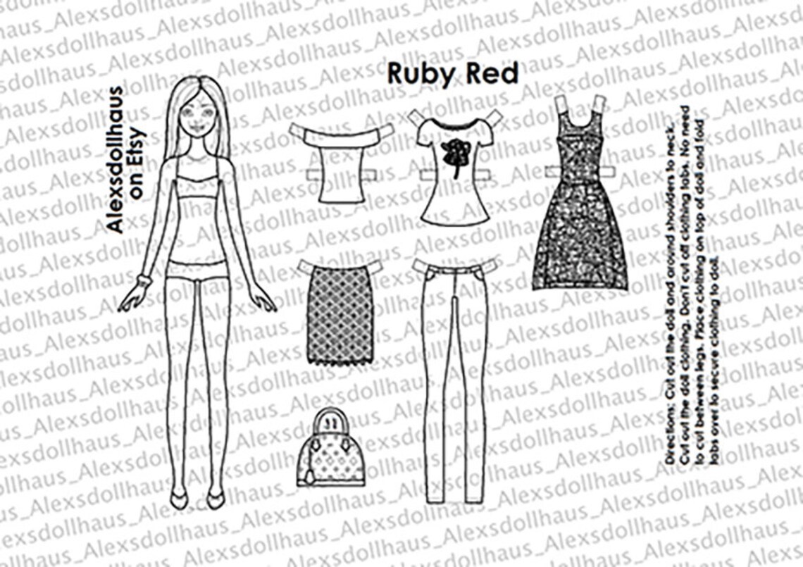 Ruby Red Paper Doll Latina Printable Paper Doll Hispanic - Etsy