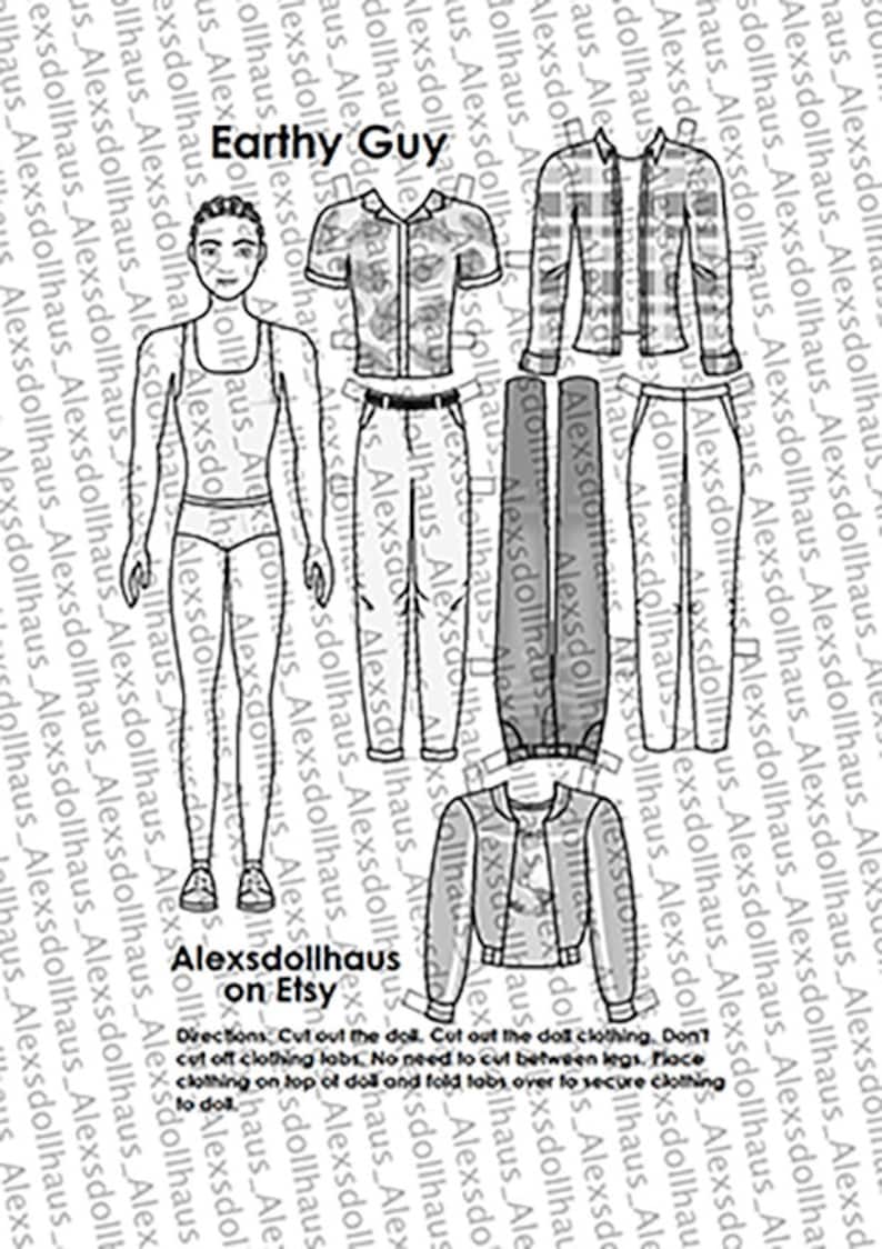 Earthy Guy Paper Doll Printable Male Paper Doll Earth Day - Etsy