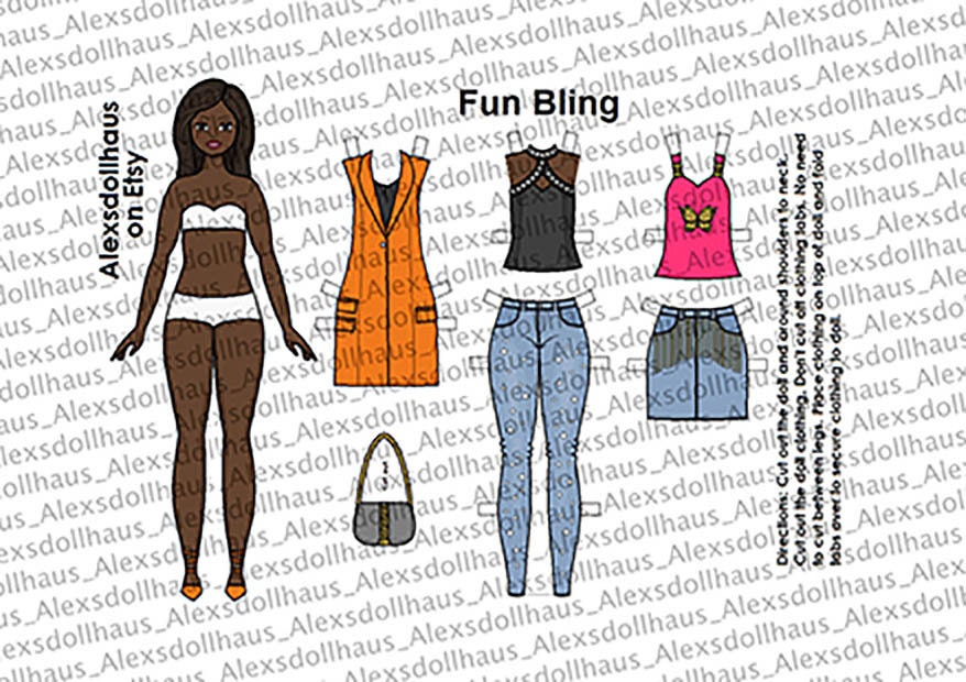 Fun Bling Curvy Printable Paper Doll Sparkly Summer - Etsy