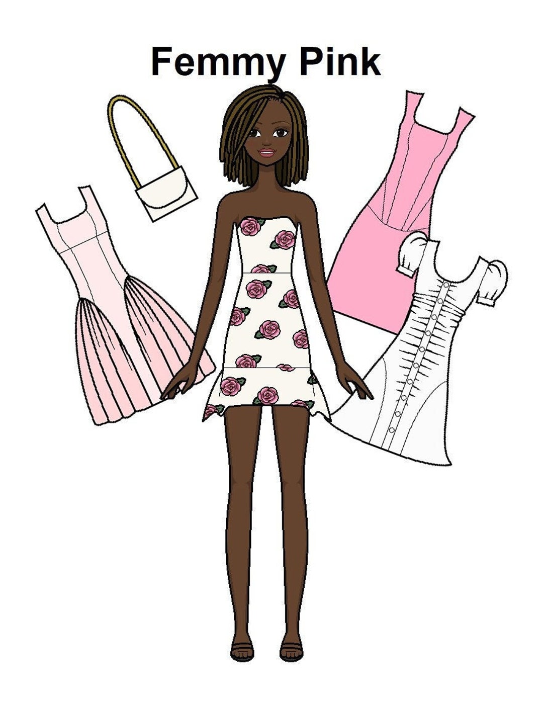Femmy Pink Printable Paper Doll - Pink Girly Dresses/fashion- African ...