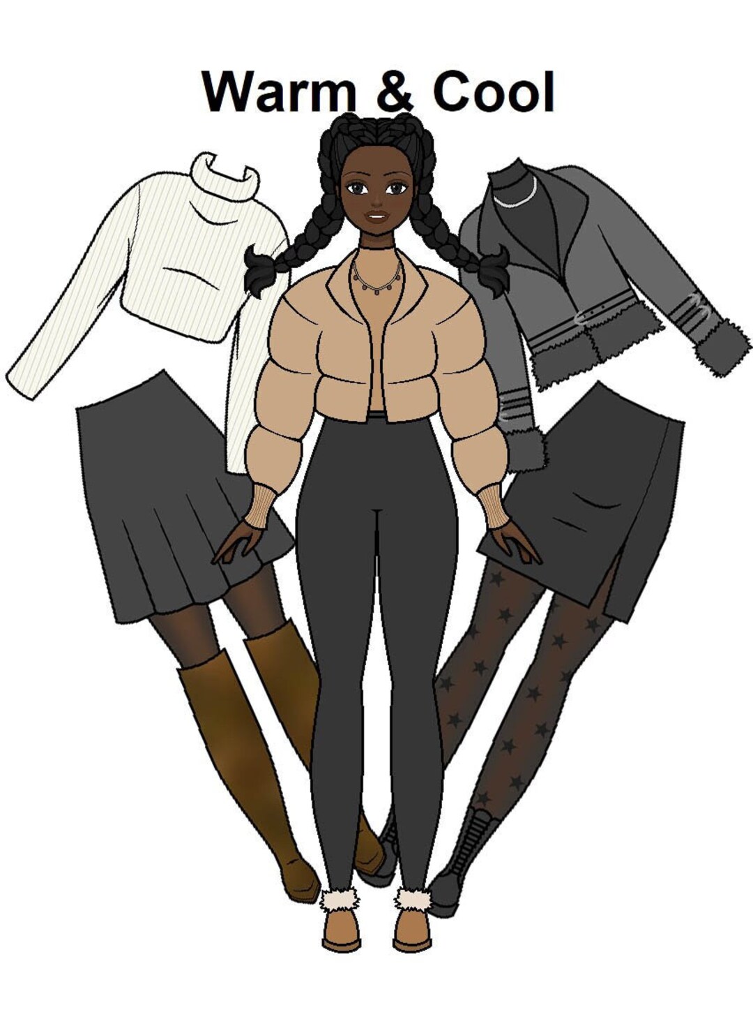 Warm & Cool Paper Doll Curvy Printable Paper Doll Winter Fashion ...