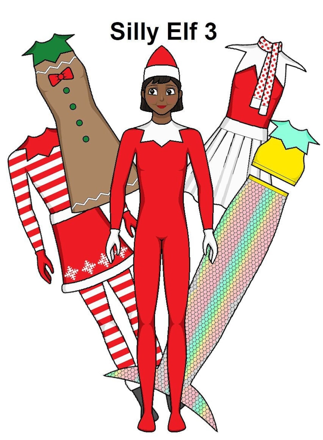 Silly Elf 3 Printable Paper Doll Christmas Lady Elf Xmas - Etsy