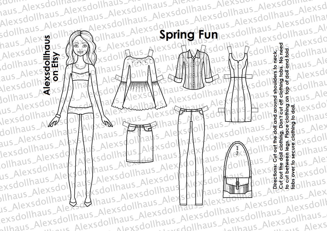Spring Fun Paper Doll - Blonde Printable Paper Doll -denim Fashion Doll ...