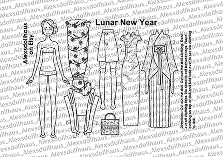 Lunar New Year Paper Doll - AA Printable Paper Doll - African American ...