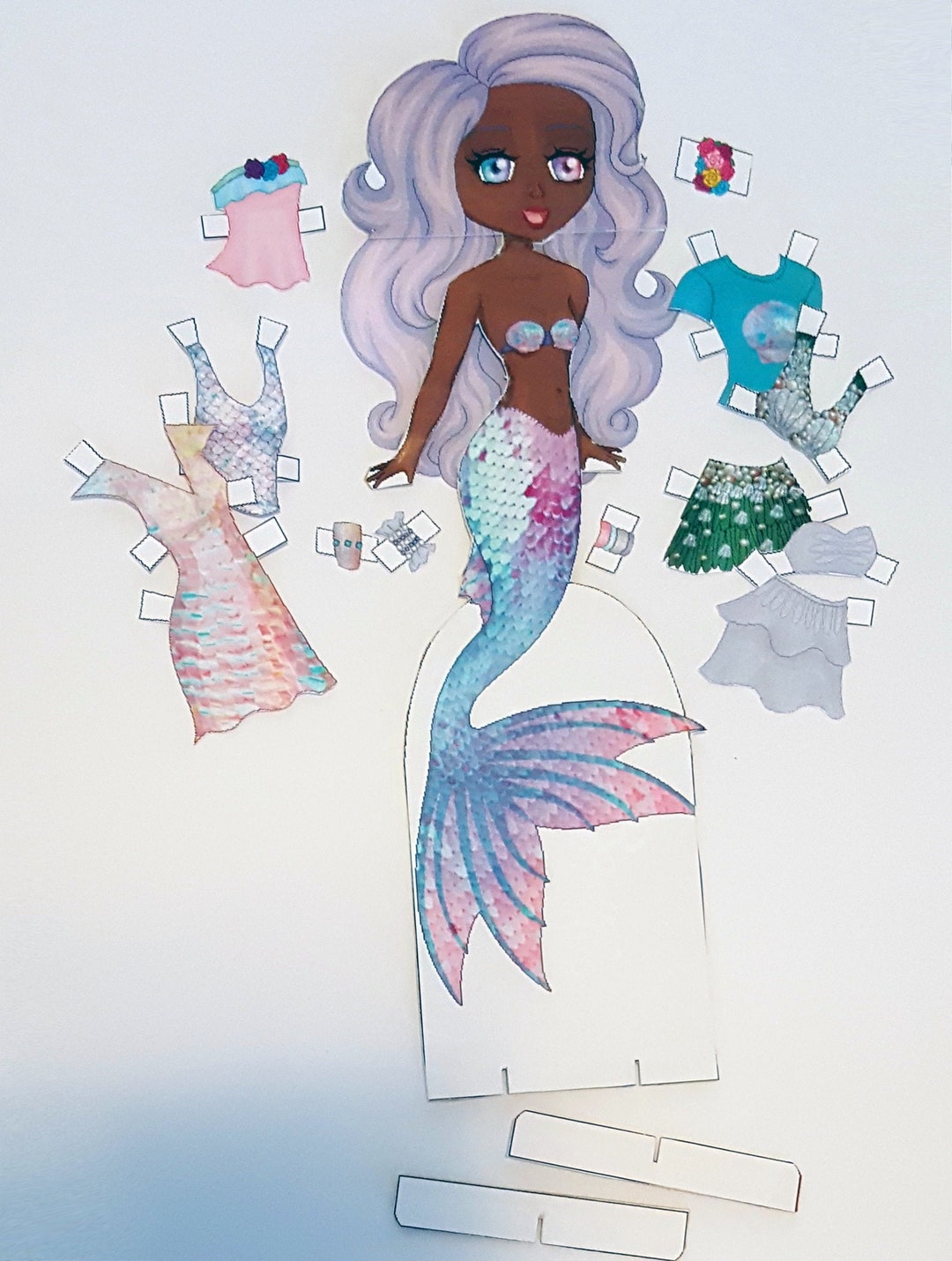 AA Mermaid Paper Doll Printable Color and Black and White - Inc. 6 ...