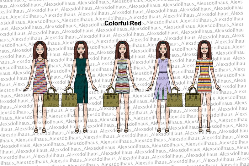 Colorful Red Paper Doll Red Hair Printable Paper Doll - Etsy