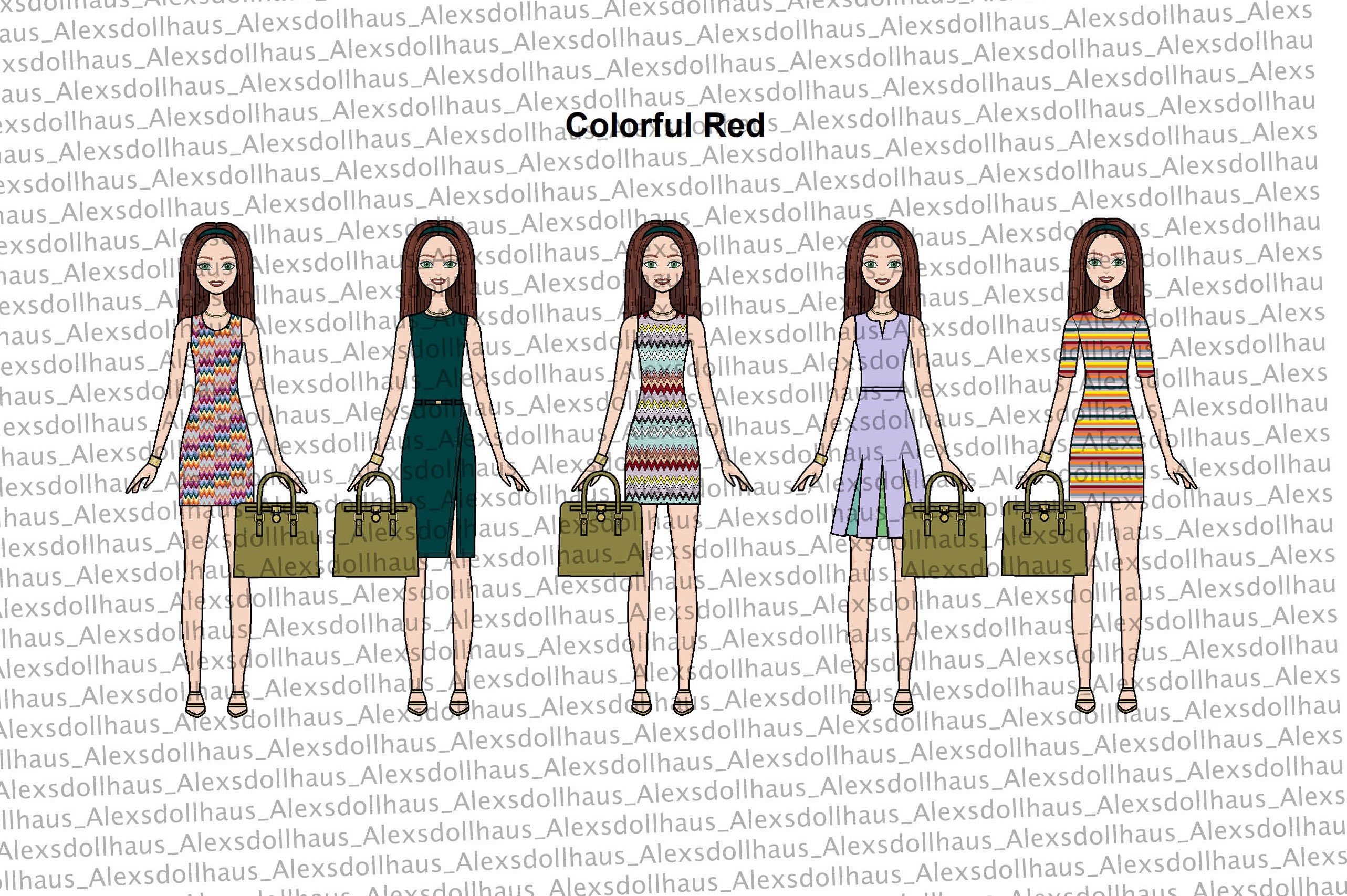 Colorful Red Paper Doll Red Hair Printable Paper Doll - Etsy