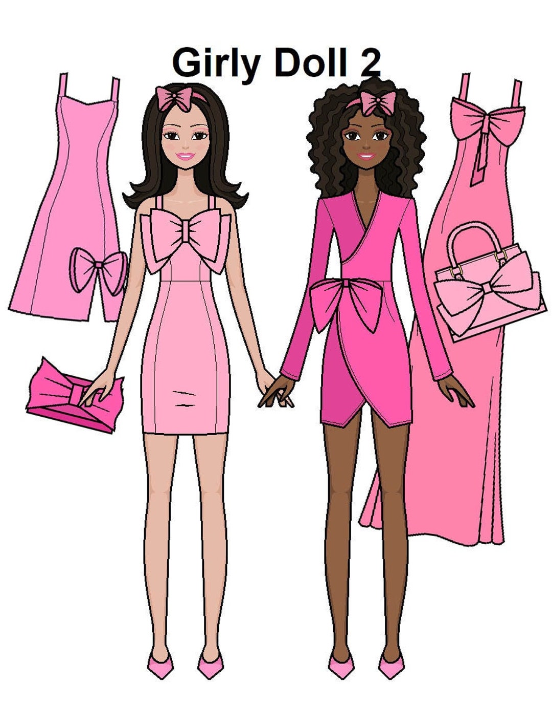 Girly Doll 2 Paper Doll Printable Paper Doll Pink Dresses Runway ...