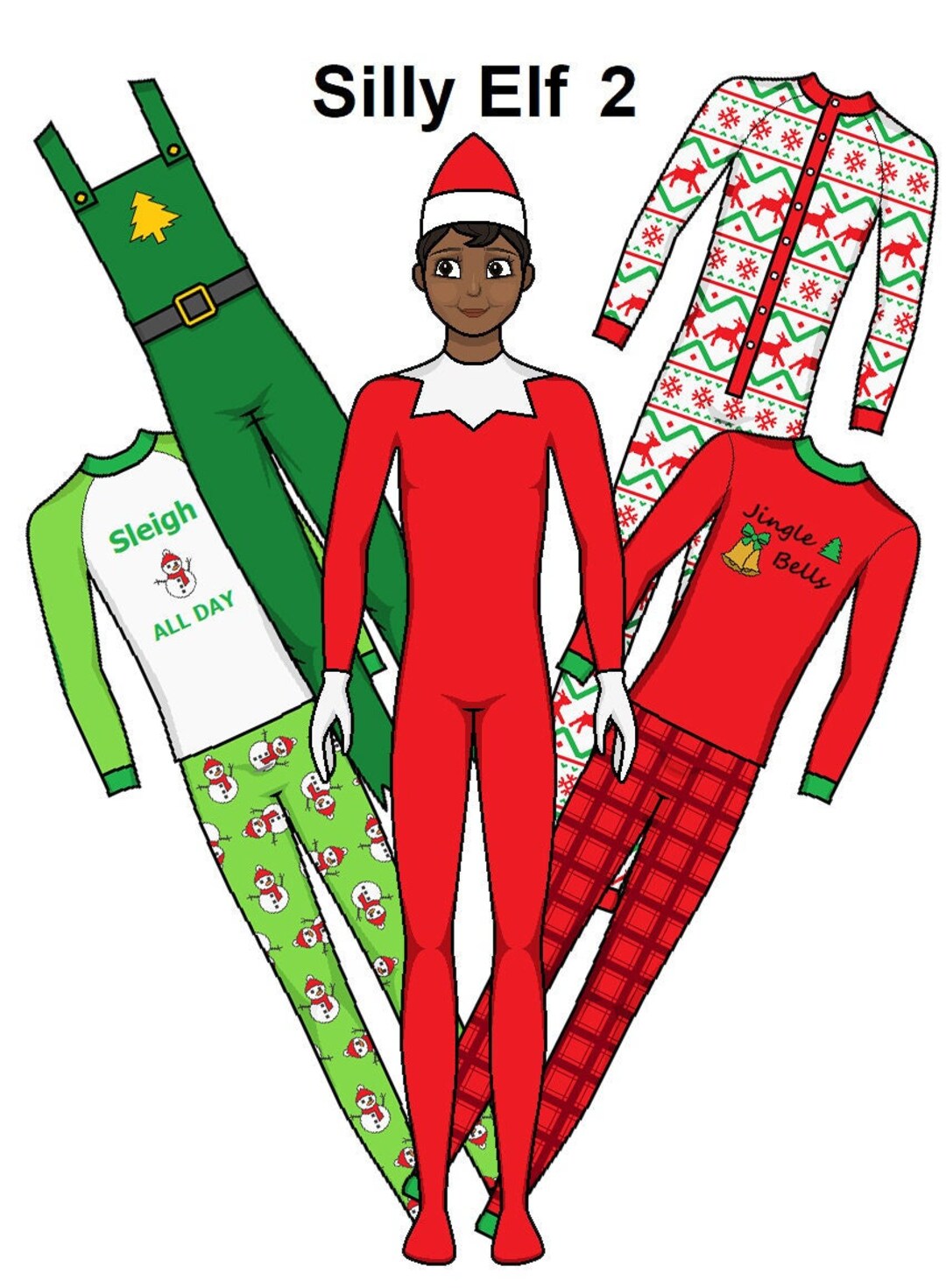 Silly Elf 2 Printable Male Paper Doll Christmas Elf Xmas - Etsy