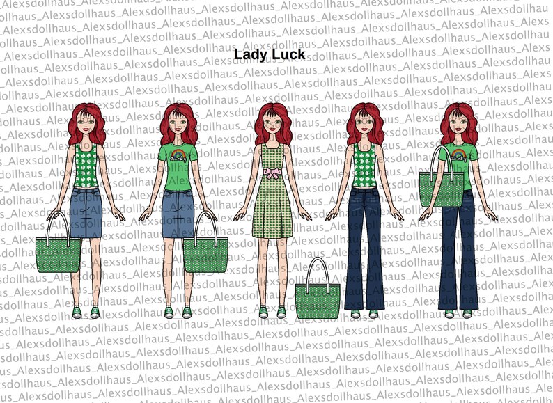 Lady Luck Paper Doll St. Patrick's Day Printable Paper - Etsy