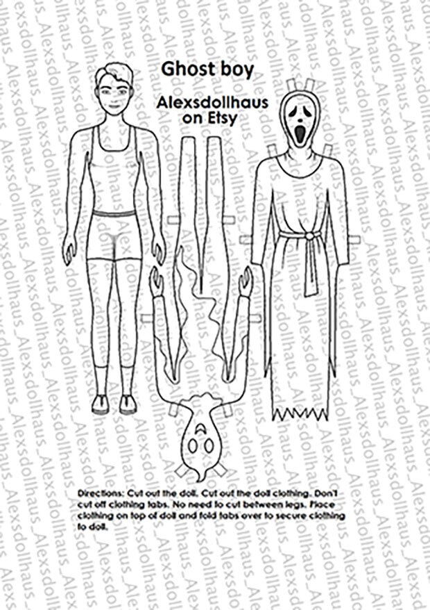 Ghost Boy Paper Doll Halloween Costume Printable Male - Etsy