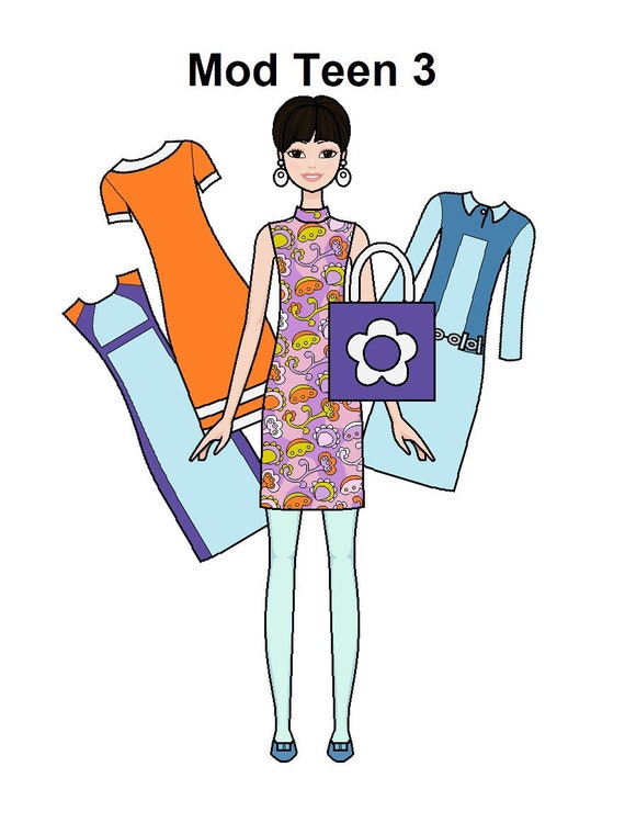 MOD Teen 3 Paper Doll Printable Paper Doll 60's - Etsy