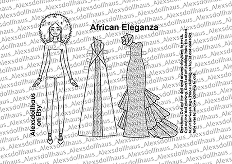 African Eleganza Paper Doll - Printable Paper Doll - African Kente ...