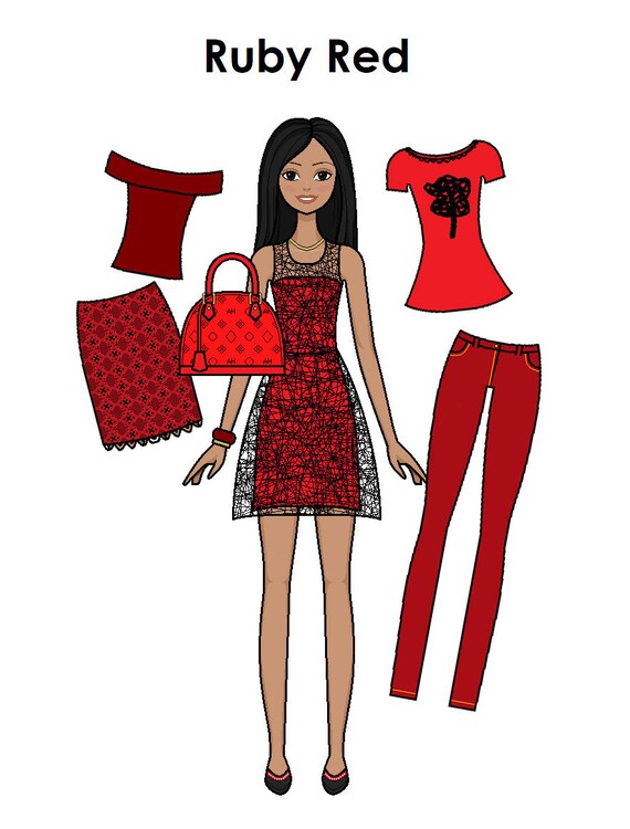 Ruby Red Paper Doll Latina Printable Paper Doll Hispanic - Etsy
