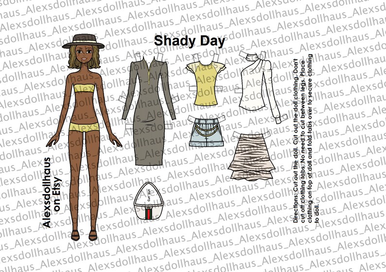 Shady Day Paper Doll - Printable Paper Doll - Zip Dress - Zebra Print ...