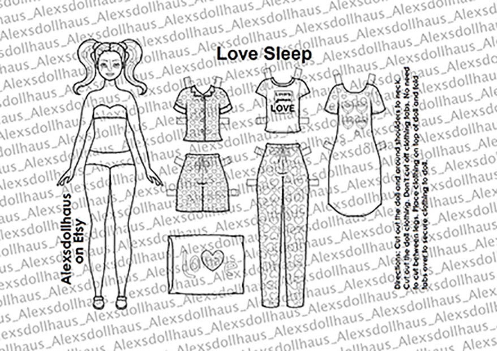 Love Sleep - Curvy Printable Paper Doll - PJS Pyjamas Pajamas - Asian ...