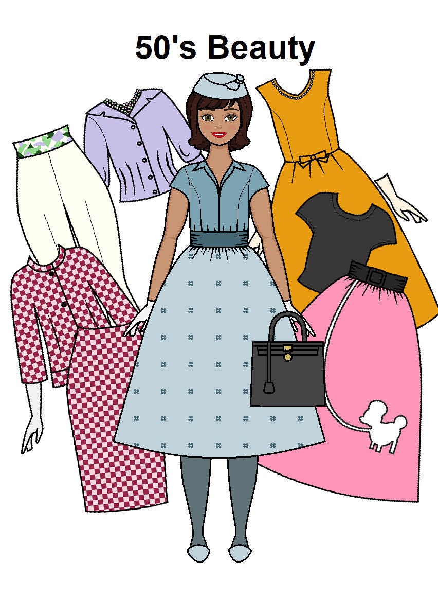 50's Beauty Curvy Printable Paper Doll 1950s Style - Etsy
