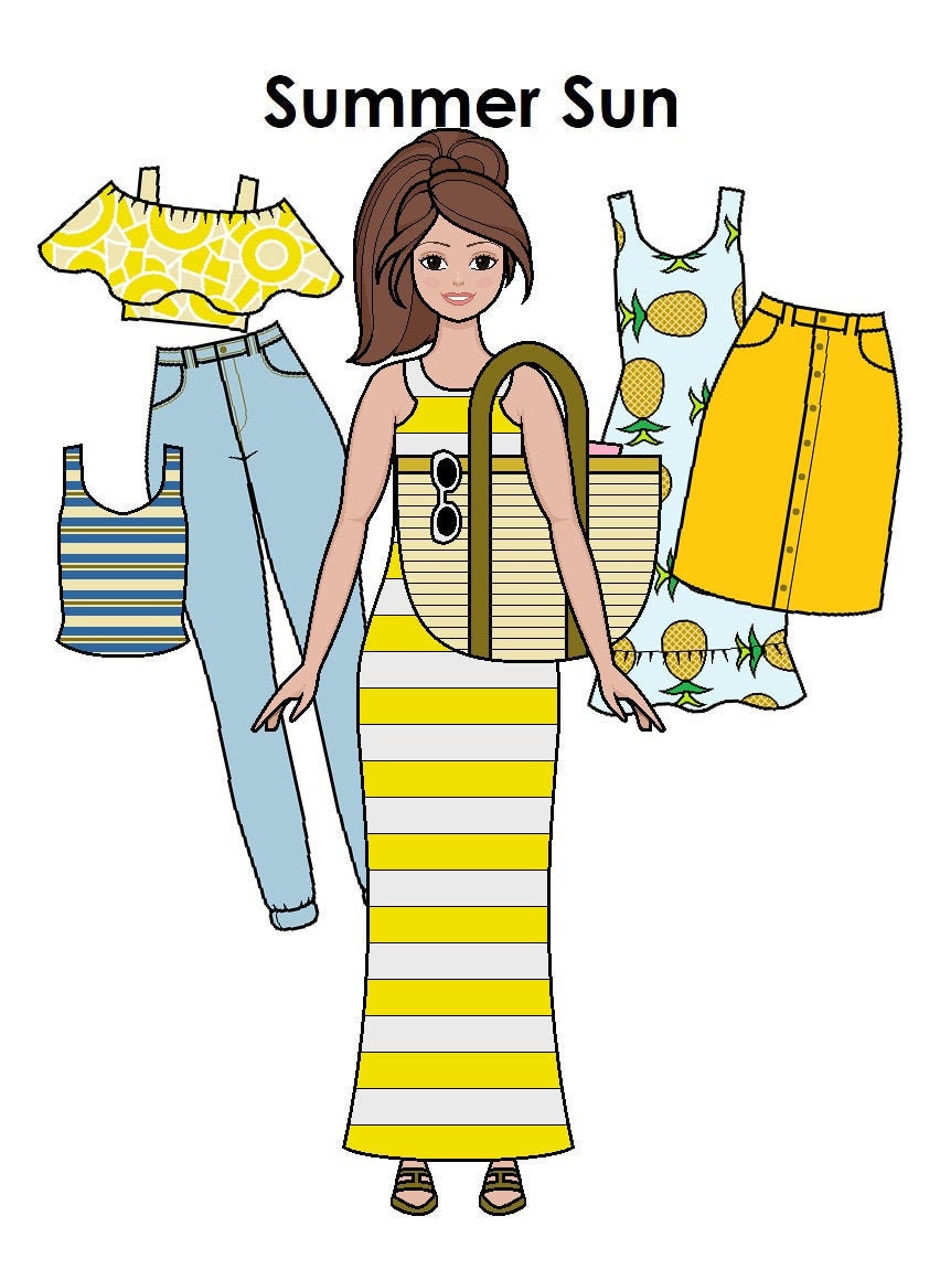 Summer Sun Paper Doll Curvy Printable Paper Doll - Etsy