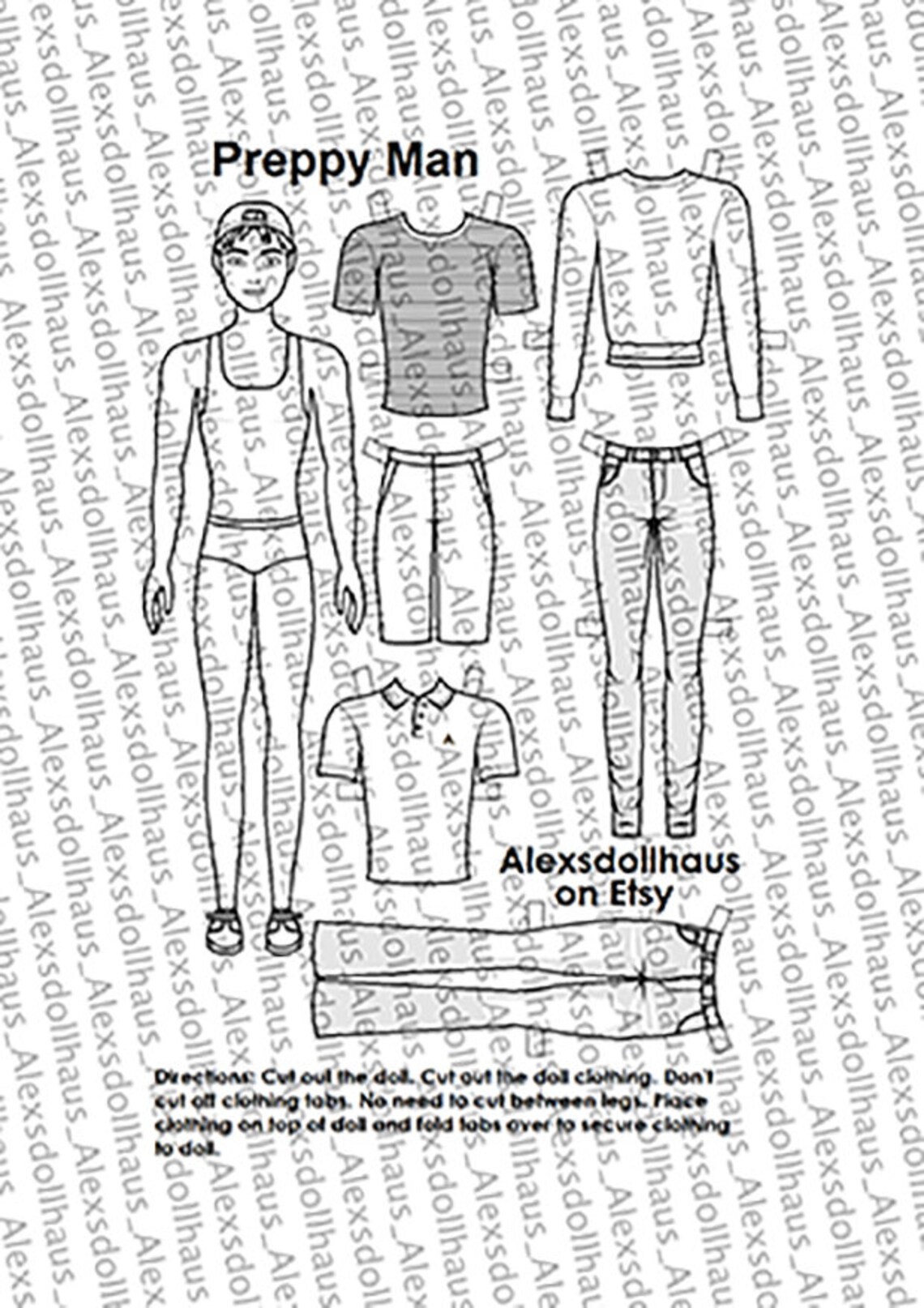Preppy Man Printable Male Paper Doll Male Doll Fashion - Etsy