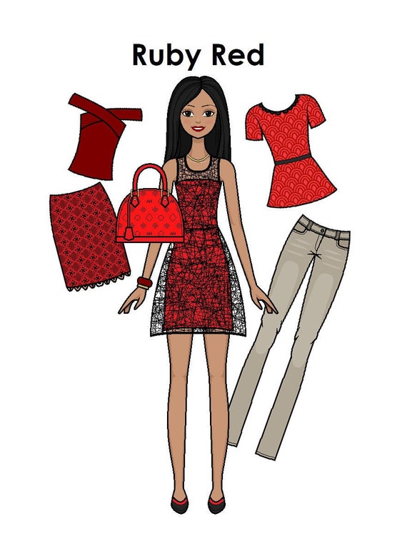 Ruby Red Paper Doll Latina Printable Paper Doll Hispanic - Etsy