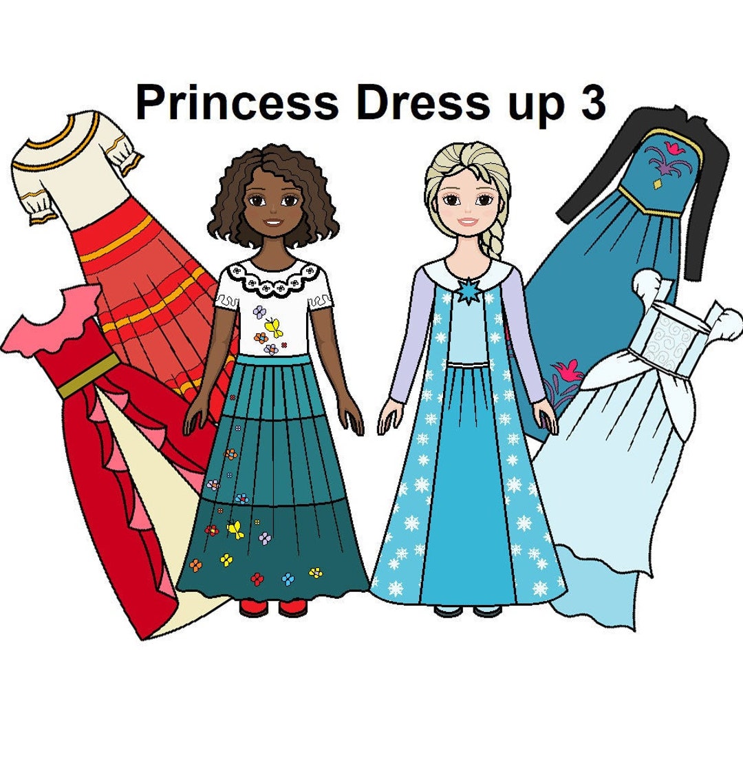 Princess Dress-up 3 Paper Doll - Printable Paper Doll - Princess ...