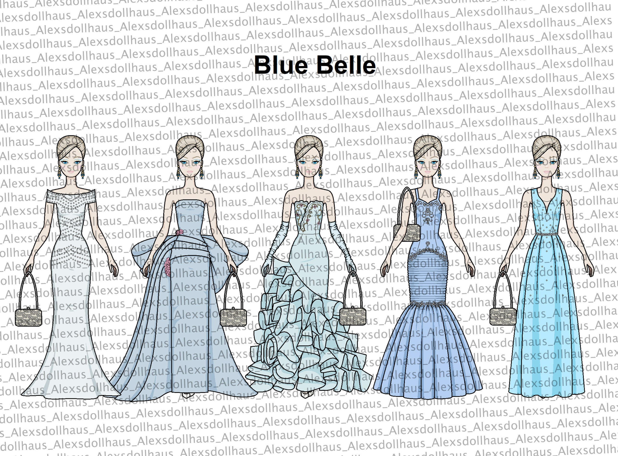 Blue Belle Glamour Paper Doll Printable Paper Doll - Etsy