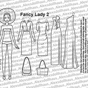Fancy Lady 2 Printable Paper Doll - Elegant High Fashion Gown/dress ...