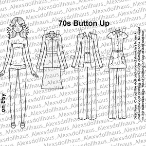70s Button up Style Paper Doll - Printable Paper Doll - Vintage Jacket ...