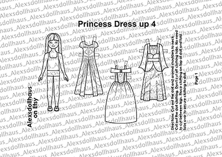 Princess Dress-up 4 Paper Doll Printable Paper Doll | Etsy