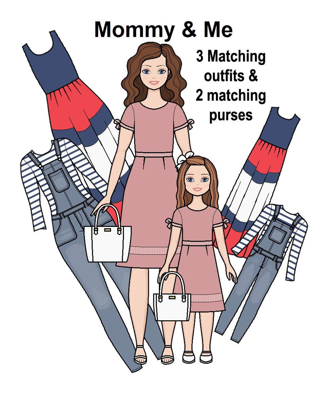 Mommy and Me Paper Doll Curvy Printable Paper Doll - Etsy