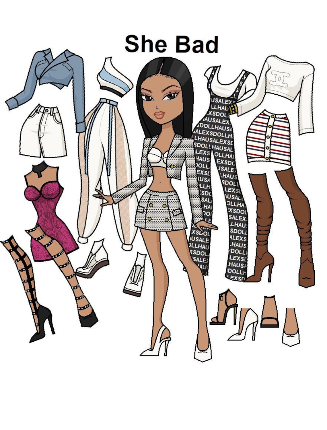 She Bad Paper Doll 16 Pieces Insta Baddie Celebrity Paper | Etsy