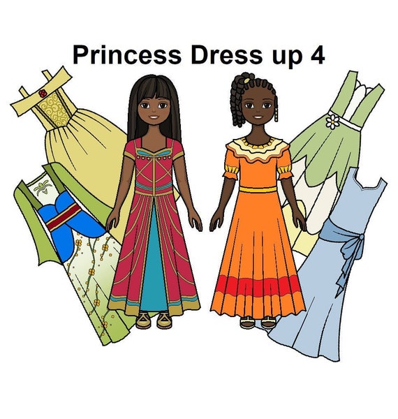 Princess Dress-up 4 Paper Doll Printable Paper Doll | Etsy